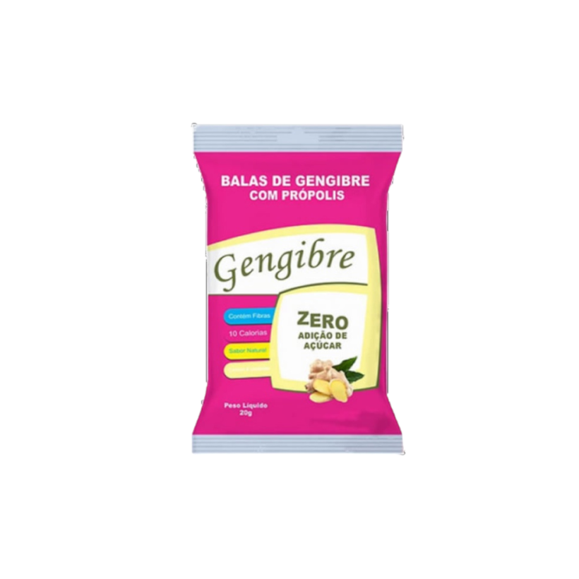 Bala De Gengibre C/ Própolis Zero Açúcar 20g